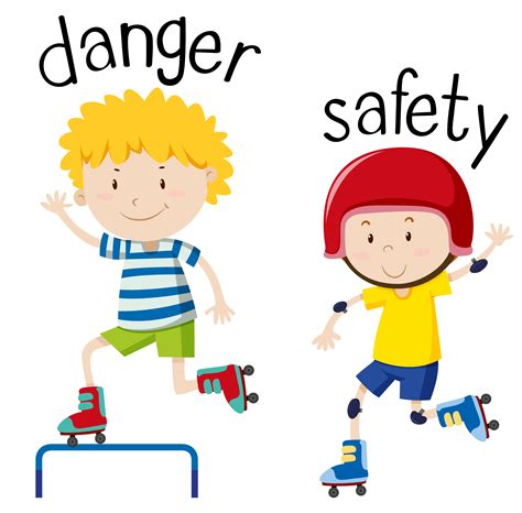 Opposite Wordcard For Danger And Safety Vector Art At Vecteezy