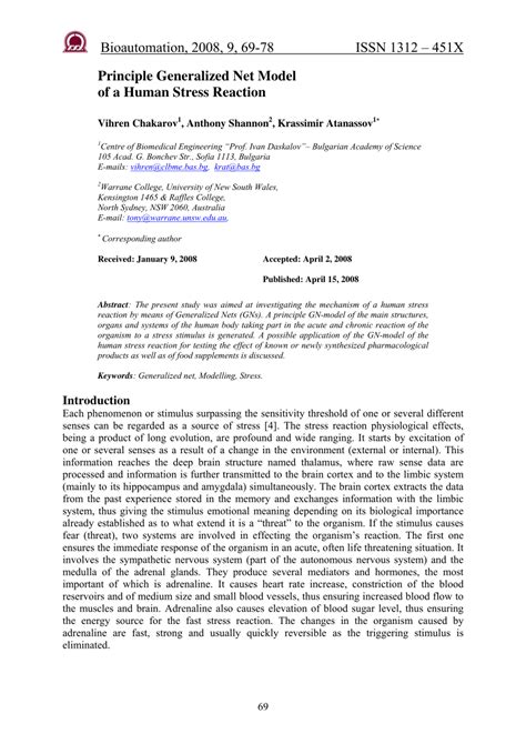 pdf principle generalized net model of a human stress reaction