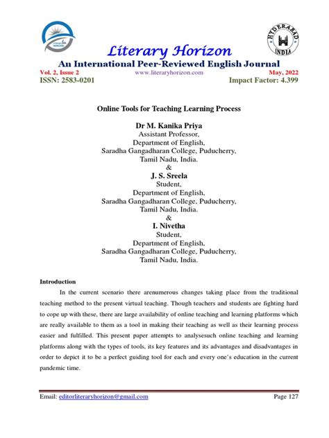 Online Tools For Teaching Learning Process By Dr M Kanika Priya And J