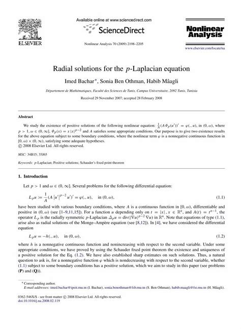 Pdf Radial Solutions For The Laplacian Equation Dokumentips