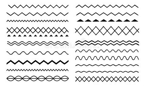Decorative Line Borders Zigzag Wave Geometric Patterns Design Elements Stock Illustration