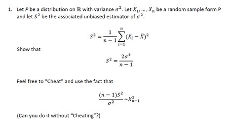 Solved Let P Be A Distribution On R With Variance σ2 Let