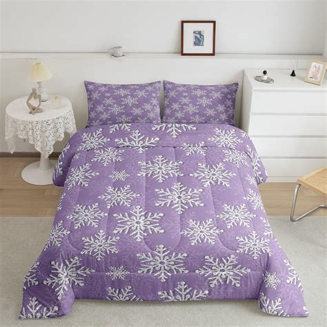 Feelyou Christmas Snowflake Comforter Set Full Size Glitter
