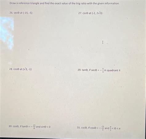 Solved Draw A Reference Triangle And Find The Exact Value Of