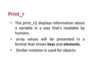 Vardump And Printr In Php PPT
