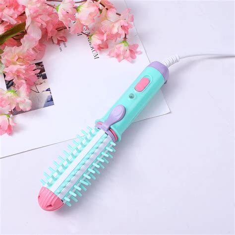 Heated Curling Comb 2 In 1 Curling Brush Straight Curly