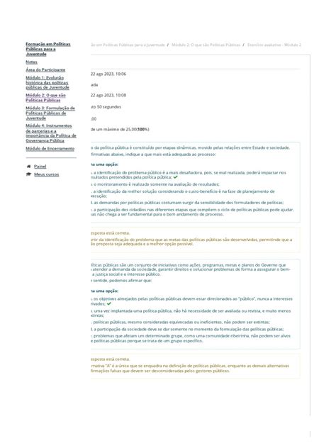 exercício avaliativo módulo 2 revisão da tentativa pdf governança