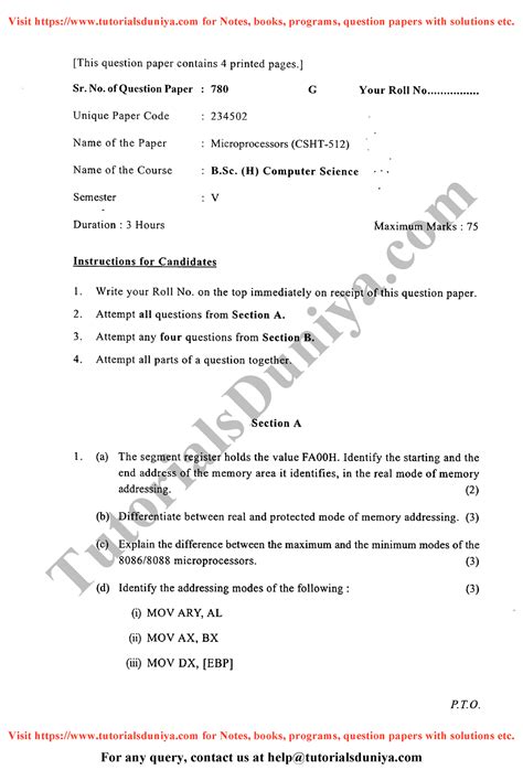 Microprocessor Question Paper 2016 Tutorialsduniya Tutorialsduniya Visit