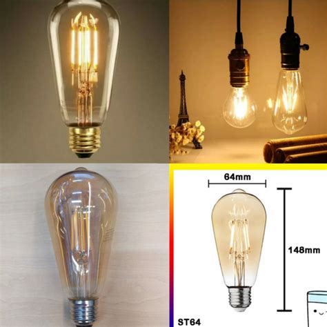 Lampu Led Filamen 4 Watt Lampu Edison 4watt Lampu Cafe 4w ST64
