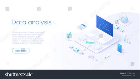 Data Analysis Isometric Vector Illustration Abstract Stock Vector