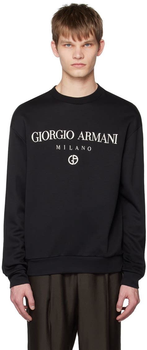 Giorgio Armani 블랙 자수 스웨트셔츠 Ssense 대한민국