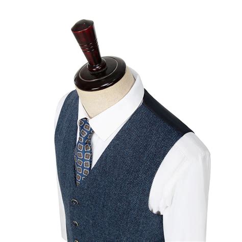 Blue Herringbone Tweed 3 Piece Suit Yoosuitan