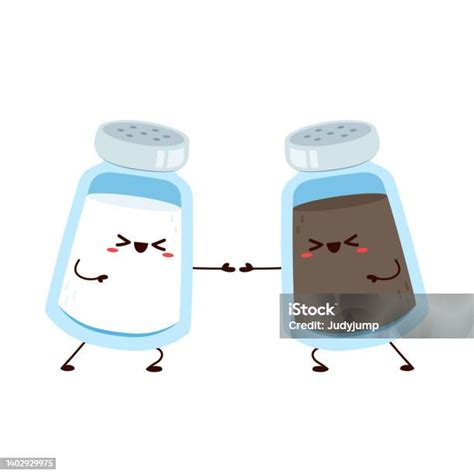 소금과 후추 쉐이커 벡터 귀여운 만화 소금과 후추 쉐이커 커플과 웃는 얼굴 소금 쉐이커에 대한 스톡 벡터 아트 및 기타 이미지
