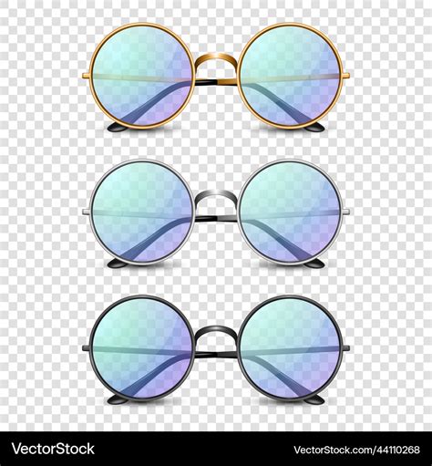 3d Realistic Round Frame Glasses Set Royalty Free Vector