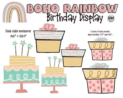 EDITABLE Boho Rainbow Birthday Display Classroom Decor Etsy