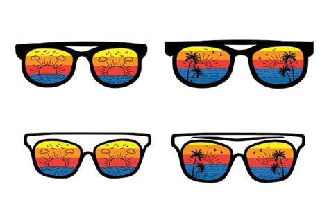 Premium Vector Summer Retro Vintage Sunset Sunglass Illustrations