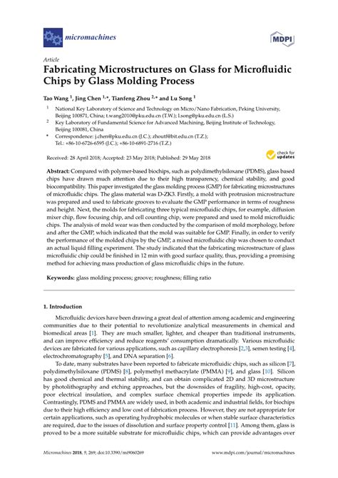 Pdf Fabricating Microstructures On Glass For Microfluidic Chips By