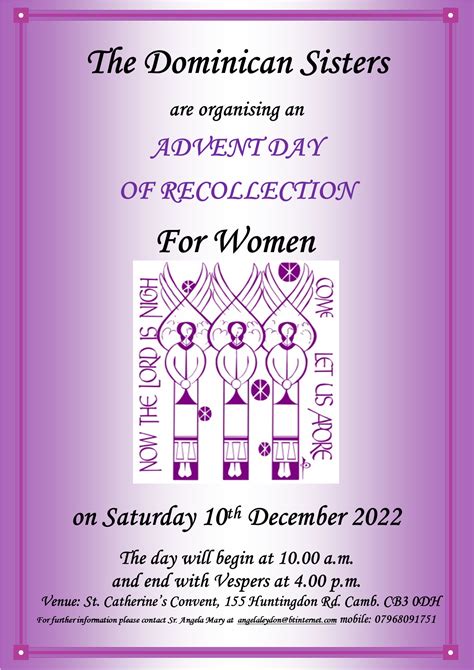 Advent Day Of Recollection For Women Stone Dominican Sisters