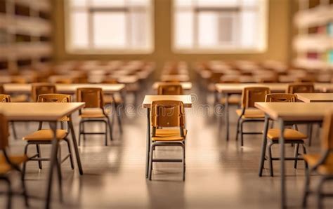 Empty University Classroom With Chairs And Tables Stock Illustration