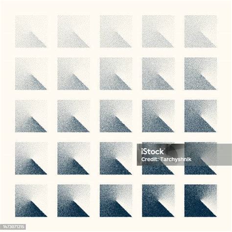 사각형 모양의 점선 개체 빈티지 스티플 요소 점각 점을 사용하여 음영을 그리는 도트워크 하프 톤 붕괴 효과 백색 소음 거친 질감 페이딩 그라디언트 벡터 그림 0명에 대한