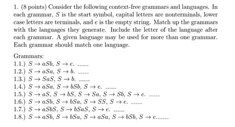 solved consider the following context free grammars and