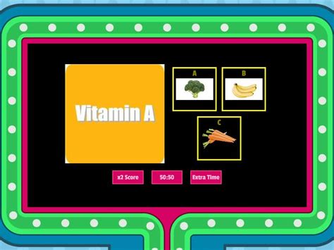 Vitamins And Minerals Game Gameshow Quiz