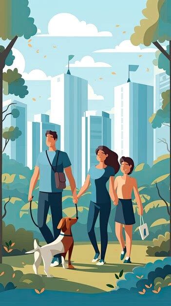 Familia Con Perro Foto Premium