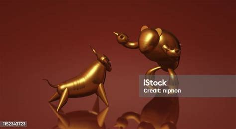 3d 렌더링 골드 황소와 곰 비즈니스 콘텐츠 3차원 형태에 대한 스톡 사진 및 기타 이미지 3차원 형태 가격 개념
