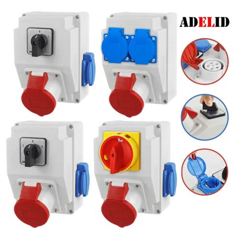 CEE KOMBI WANDSTECKDOSE 32A 16A 5P Schuko 230V Hauptschalter