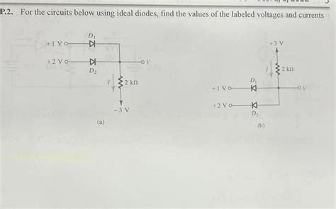 Solved P2 For The Circuits Below Using Ideal Diodes Find