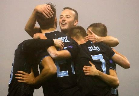 Dinamos Soccer Players Celebrate Their Score Editorial Stock Photo