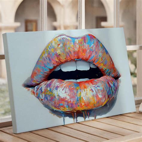 Graffiti Lip Canvas Wall Art Lip Canvas Printpop Art Lip Painting