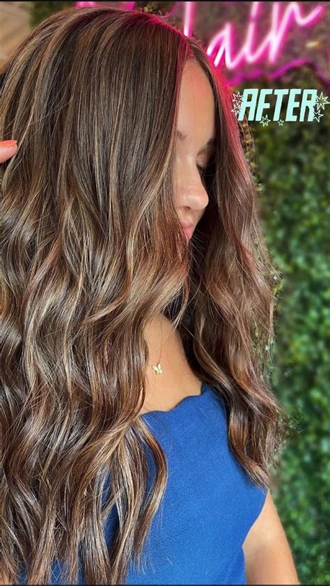 Carmel Foilayage Summer Hair Brunette Highlights Dark Brown