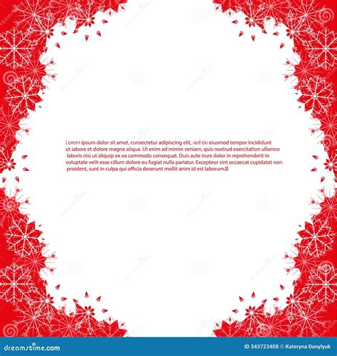 Snowflake Red Frame On White Lorem Ipsum Stock Vector Illustration