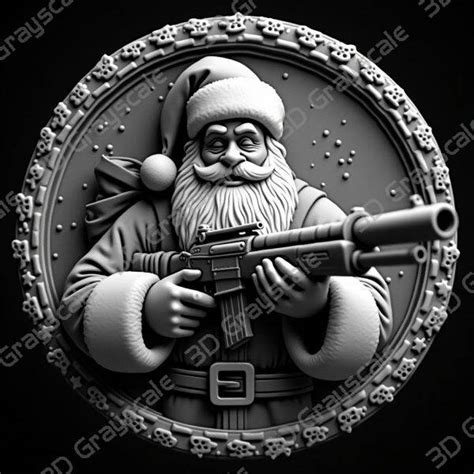Deadly Santa Depth Map For Cnc And Fiber Laser Engraving Dark Holiday