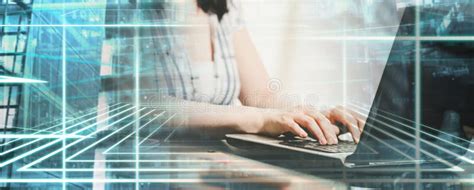 Female Hands Using A Laptop Multiple Exposure Stock Image Image Of