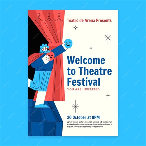 손으로 그린 극장 쇼 초대장 무료 벡터
