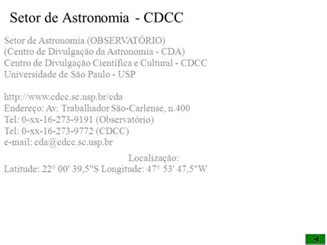 Abertura Do Setor De Astronomia CDCC Ppt Carregar