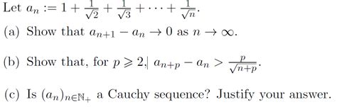 Real Analysis Is This Sequence With A Square Root In The Denominator
