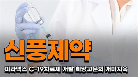 신풍제약 피라맥스 코로나19치료제 개발 희망고문의 개미지옥 신풍제약 신풍제약전망 신풍제약분석 Youtube