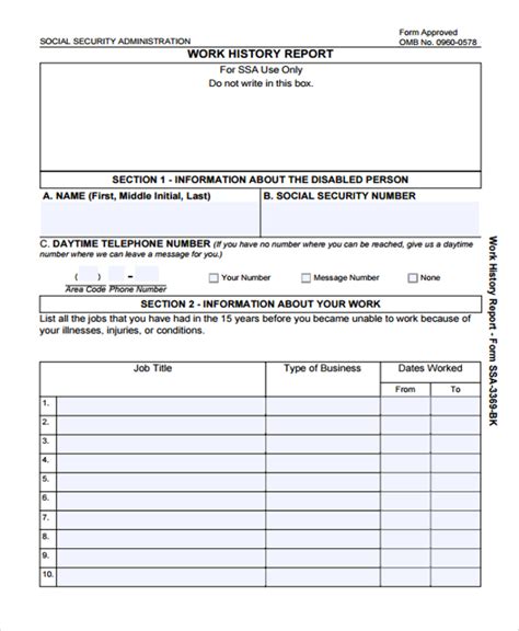 Free 9 Sample Work History Templates In Pdf Ms Word