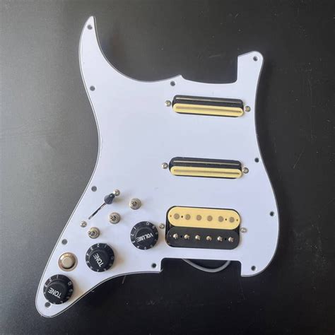 Left Handed Ssh Prewired Guitar Strat Pickguard Set With Silent Switch