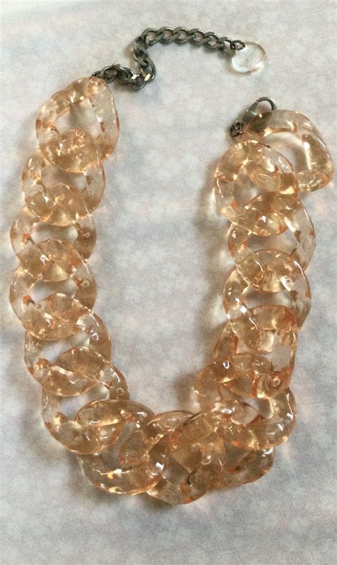 Lucite Joan Goodman Pono Necklace Peach Colored Luciteresin Etsy