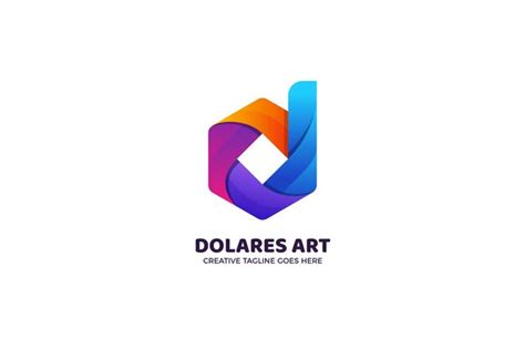 문자 D 기하학적 그라데이션 로고 템플릿 프리미엄 벡터