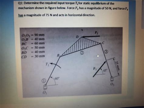 Solved Q Determine The Required Input Torque T For Static Chegg