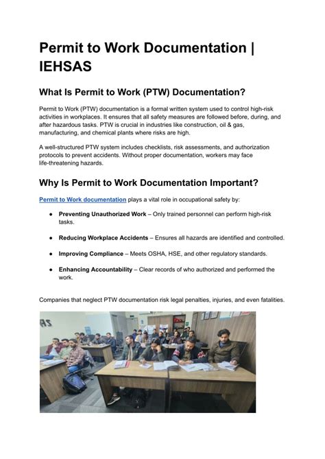 Ppt Permit To Work Documentation Iehsas Powerpoint Presentation Free Download Id 14314884
