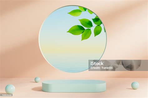 제품 디스플레이 프리젠 테이션을위한 복사 공간이있는 3d 연단 열대 여름과 휴가 개념 그래픽 아트 디자인 0명에 대한 스톡 사진