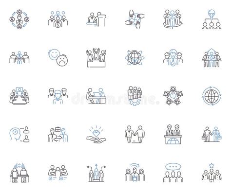 Collaboration Line Icons Collection Partnership Synergy Cooperation