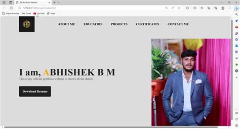 Video Designed And Developed A Personal Portfolio Website Using Html And Css Abhishek B M