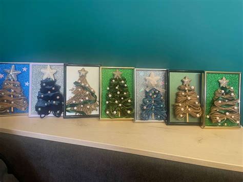 Звездна Елха и Перли Коледен Декор в Рамка Iwy Art